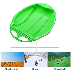 Snow Sleds, Snow Sleds for Kids Adult Durable Downhill Snow Sled with 2 Handles Winter Outdoor Skiing Board Snow Sleds Sand Board (Green, Plastic)