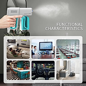 Professional Disinfectant Fogger Machine, 380ml Wireless Nano Sprayer Gun Handheld Sanitizer Fogger, Blue Light Foggers for Touchless Sanitization