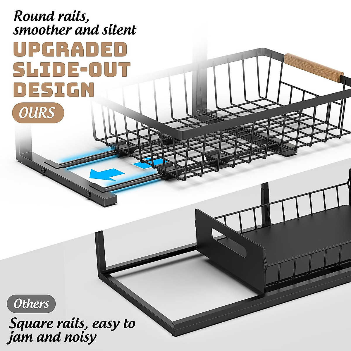 Dihmpor Under Sink Organizer and Storage, Slide Out Under Cabinet Storage Pull Out Sink Shelf Cabinet Storage Shelves, Undersink Organizers for Kitchen Bathroom Cabinet