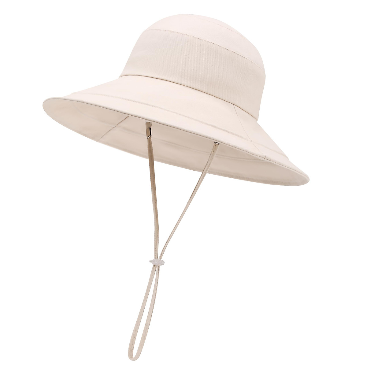 Women Bucket Hat Summer Beach Sun Hats for Women UPF Woman Foldable Floppy Travel Packable UV Hat Cotton Wide Brim Hat (A-Beige)