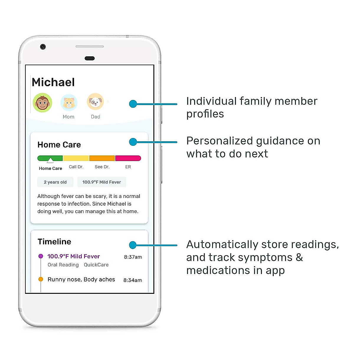 Kinsa Classics Bundle - Smart Ear & QuickCare Digital Smart Thermometers - Take Oral, Rectal, Armpit or Ear Fever Readings