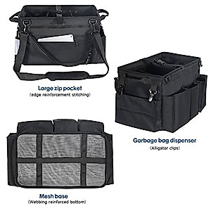 Large Wearable Cleaning Caddy Bag for Cleaning Supplies with 4 Foldable Dividers，Cleaning Caddy Organizer with Handle，Cleaning Bags for Housekeepers with Shoulder and Waist Straps