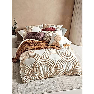 3 Piece Tufted Cotton Duvet Cover Set, Boho Bedding Queen King Comforter Cover with Pillowcases by Craft Aura (Full/Double 80x90 Inches)