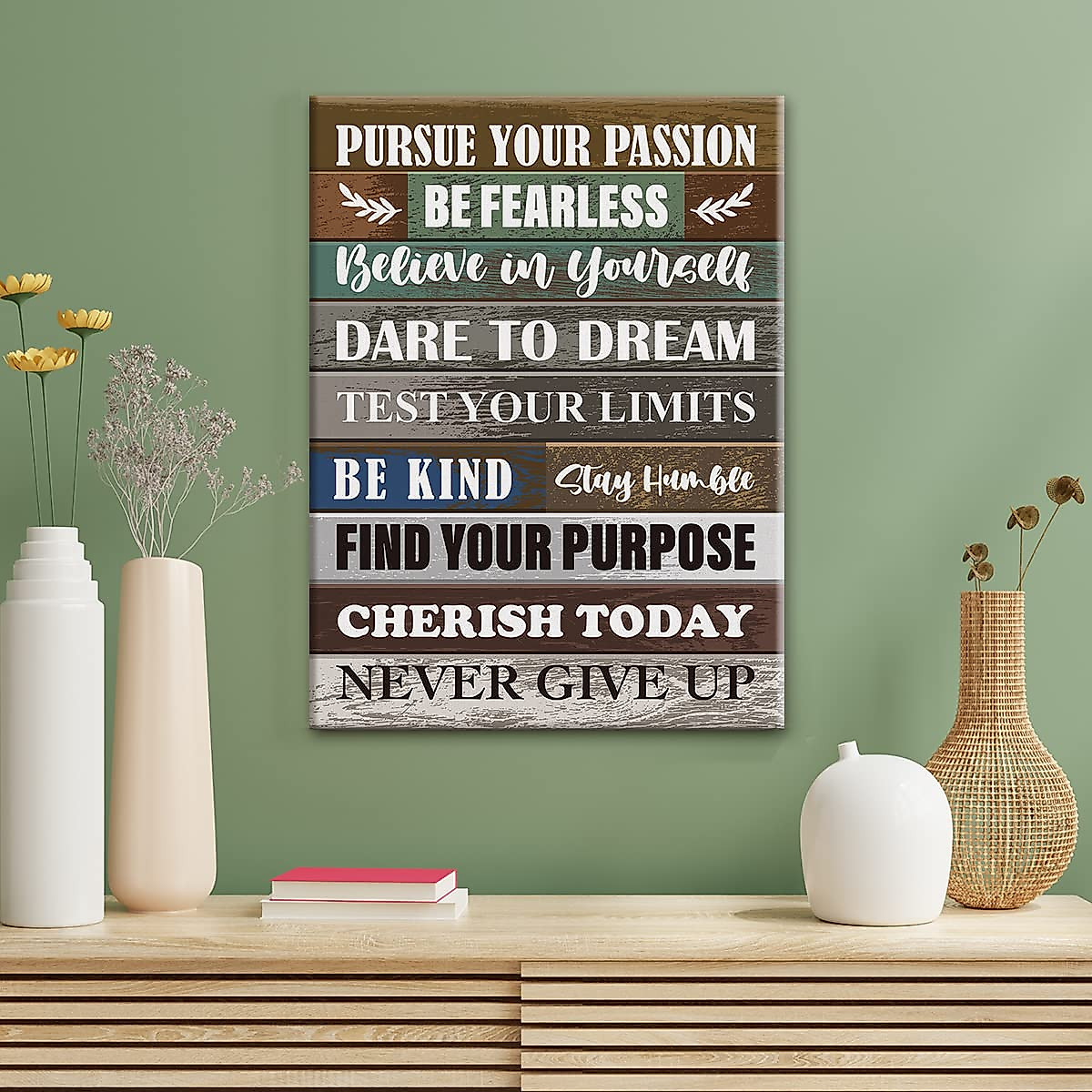 Inspirational Believe in Yourself Canvas Wall Art Poster Print, Positive Quotes Farmhouse Style Painting Ready to Hang Home Living Room Office Decor Gift (11.5" x 15")