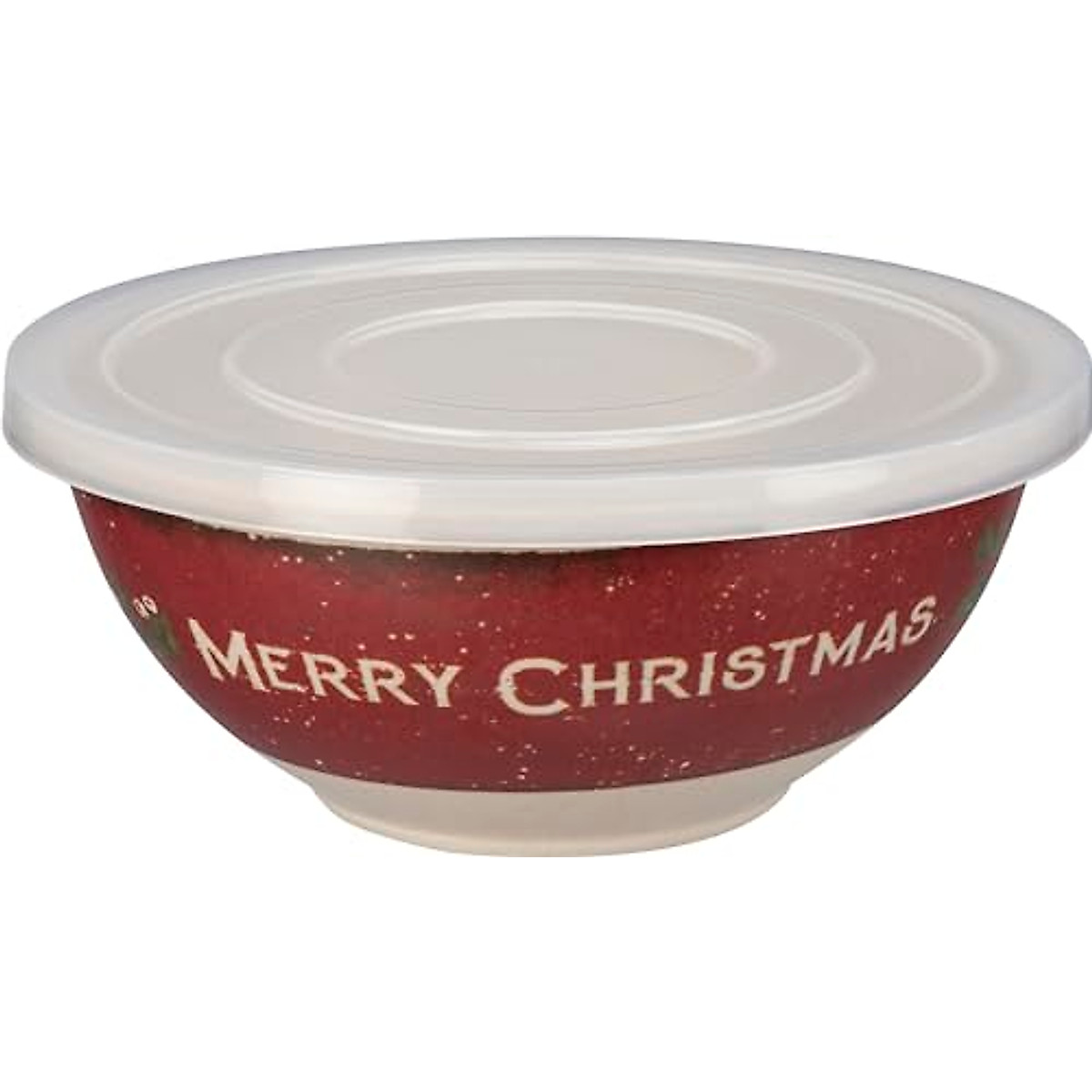 Primitives by Kathy Lidded Bowls - Set of 3 Nesting bamboo bowls with vintage-inspired Christmas designs. Each bowl has it's own lid.