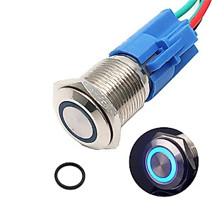 Sydien 1Pc 110V-220V 3A Latching/Self-Locking Push Button Switch with Wire Connector Socket Plug for 16mm /0.63" Mounting Hole