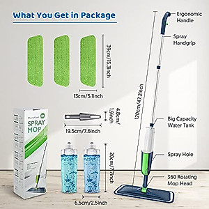 Spray Mops Microfiber Floor Mops for Floor Cleaning - MEXERRIS Wet Mops Dust Mop with 2 Refillable Bottle and 3 Microfiber Pads Wood Floor Cleaning Mop for Hardwood Laminate Ceramic Floors Cleaning