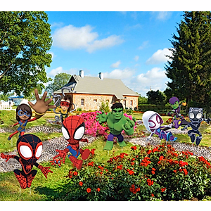 Spider Party Supplies,8PCS Yard Signs with Stakes,Spidey Friends Birthday Decorations,Outdoor Lawn Yard Signs for Spidey theme Party (Spidey Friends)