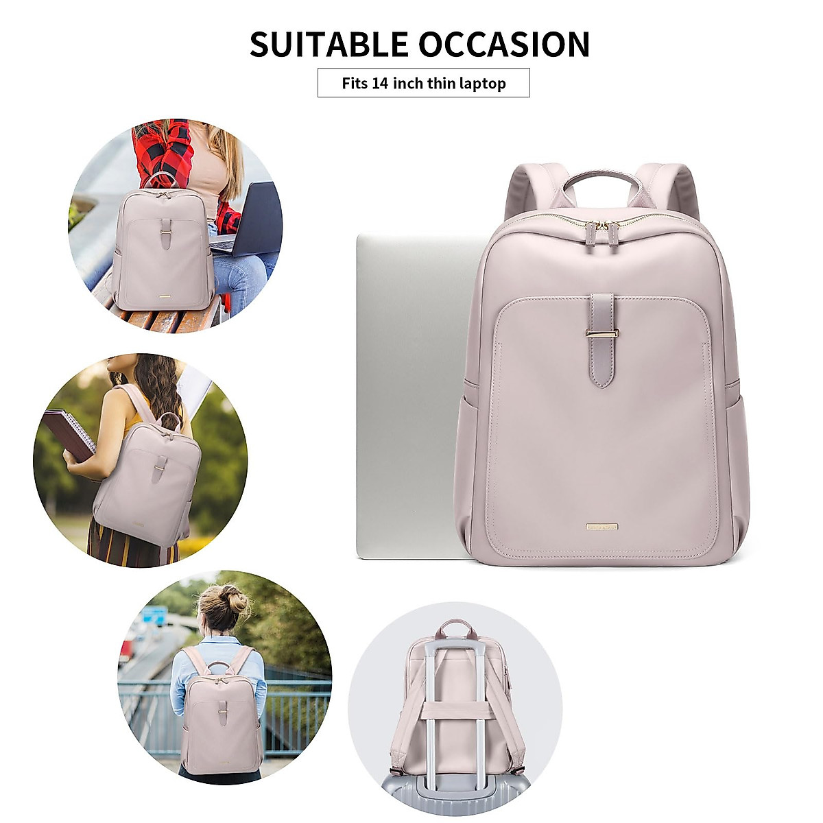 GOLF SUPAGS Carry on Backpack Expandable Travel Backpack for Women Student Lightweight Daypack Fits 15 Inch Notebook