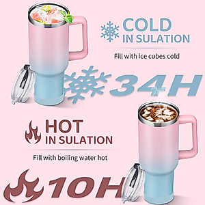 Tumbler with Lid and Straw 40oz Stainless Steel Hydro Tumblers with Protective Boot & Double Threaded Cap, Thermal Travel Coffee Mug Flask Keeps Cold-34 Hrs for Camping Office, Double Wall