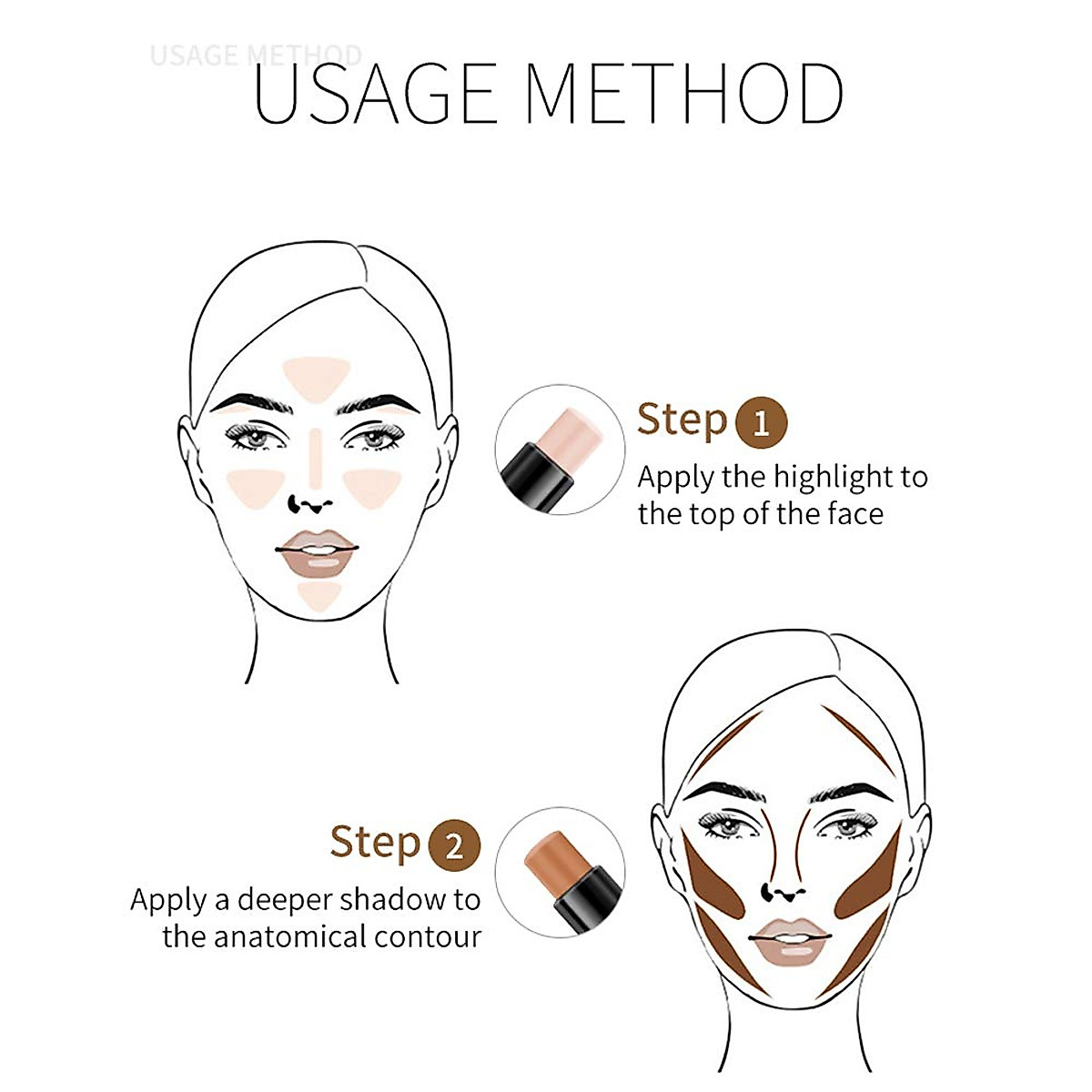 MEICOLY Cream Contour Stick Trio,Bronzer Highlighter Stick,2 in 1 Double Head Facial Repair Concealer Stick,3D Body Makeup Shading Trimming Stick,Smooth Gliding Face Illuminator Makeup,6 Colors