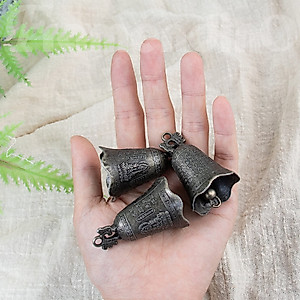 Framendino, 10 Pack Mini Pray Buddha Feng Shui Bell Pendant for Crafts Home Garden Decorative Bronze