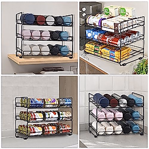 SUFAUY Can Rack Organizer, Can Storage Dispenser Holds up to 72 Cans for Kitchen Cabinet or Pantry, Black