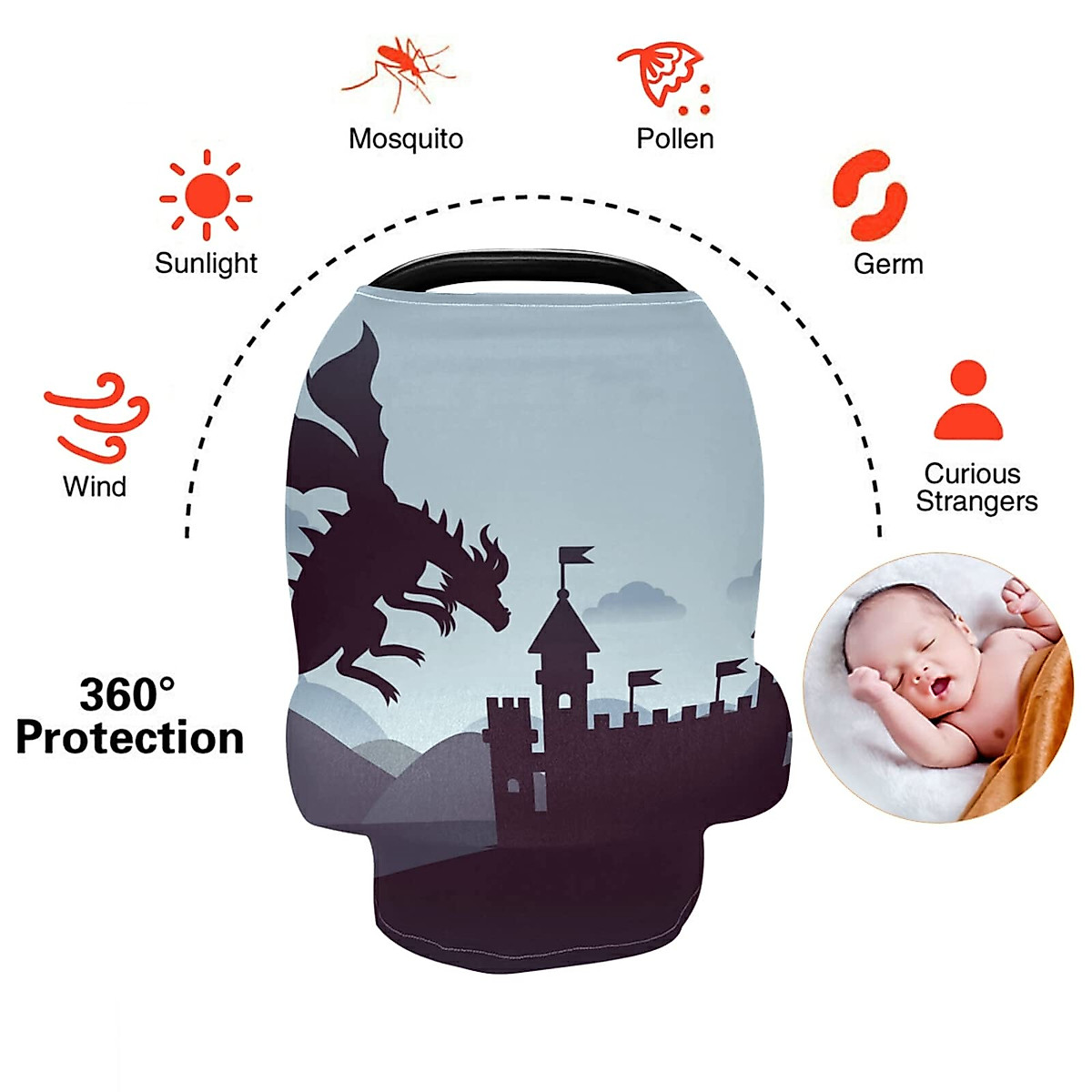 Nursing Cover Breastfeeding Scarf Fly Dragon- Baby Car Seat Covers, Infant Stroller Cover, Carseat Canopy(o)