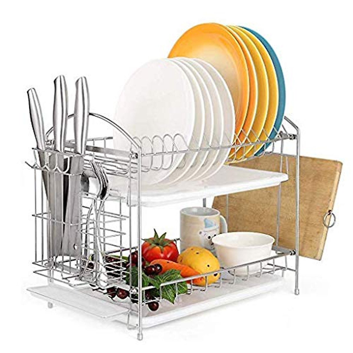 SDGH Stainless Steel Dish Rack - Double-Layer Multi-Function Dish Rack Drain Rack
