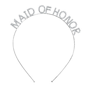 Maid of Honor Gifts Rhinestone Tiara Headband Bride Accessories for Bachelorette Hen Party Bridal Shower Bride Bridesmaid Summer Wedding Headpiece Hair Accessories, Silver Rhinestone