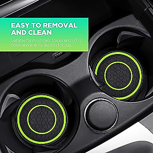 2 PCS Car Cup Holder Coaster,Car Coasters Cup Mats,2.75 Inch Universal Car Cup Coasters,Non-Slip Anti Dust Mats Cup Holder Insert Coaster, Suitable for Most Car Interior (Green)