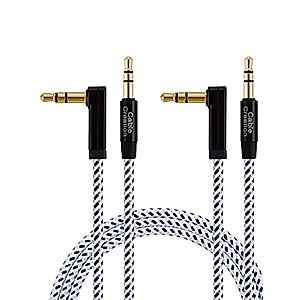 CableCreation 3.5mm Audio Cable [2-Pack 3Feet], Stereo Jack 3.5mm Aux Cable 90 Degree Compatible with Headphone, Phone, 2018 Mac Mini,Surface Dock, iPhones, Car Stereo & More