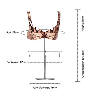 Lingerie Display Stand, Underwear Suit Display Mannequin, Bra Lace Bralette Hanger Tank Tops Rack, Female Bust Model Props Shelf for Boutiques, Retail, Online Clothing Business ( Color : Rose Gold )