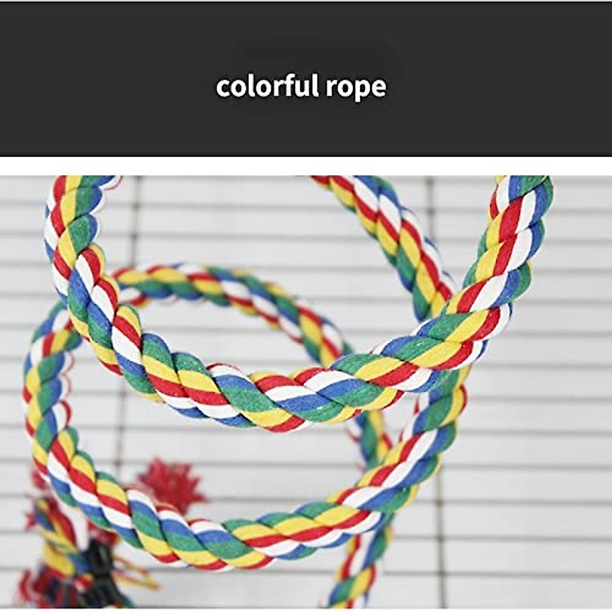 Bird Spiral Rope Perch, Cotton Parrot Swing Climbing Standing Toys, Bird Cage Toy for Lovebirds Budgies Tiels Green Cheek Conures Senegals Quaker Parakeets (S)