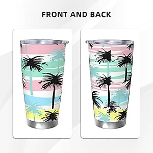 AYCZN Hawaii Palm Tree 20 OZ Tumbler Stainless Steel Travel Coffee Mug, Colorful Jungle Insulated Water Bottle with Lid and Straws Leakproof Thermal Cup