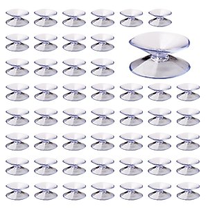 YUANHONGJIAN Suction Cup Plastic Sucker Pads Without Hooks, Clear, 50 Pack Double Sided Suction Cups Sucker Pads Glass Table Top Spacers for Glass Plastic Table Mirror Ceramic