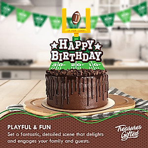 Treasures Gifted Happy Birthday Football Cake Topper - Football Party Decorations - Football Party Supplies - Football Birthday Party Decorations - Football Cake Decorations