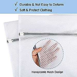 Vivifying Mesh Laundry Bags, 2 Pack 23.6" x 19.7" Large Honeycomb Mesh Wash Bags for Washing Machine, Delicates Clothes, Sweater, Coats, Stuffed Toys, Blanket (White)