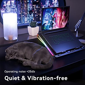 Laptop Cooling Pad, Laptop Cooler Gaming Laptop Cooling Fan, Laptop Cooling Stand for 15.6-17.3 Inches with 4 Adjustable Heights, RGB Lights, 5 Quiet Fans & 2 USB Ports