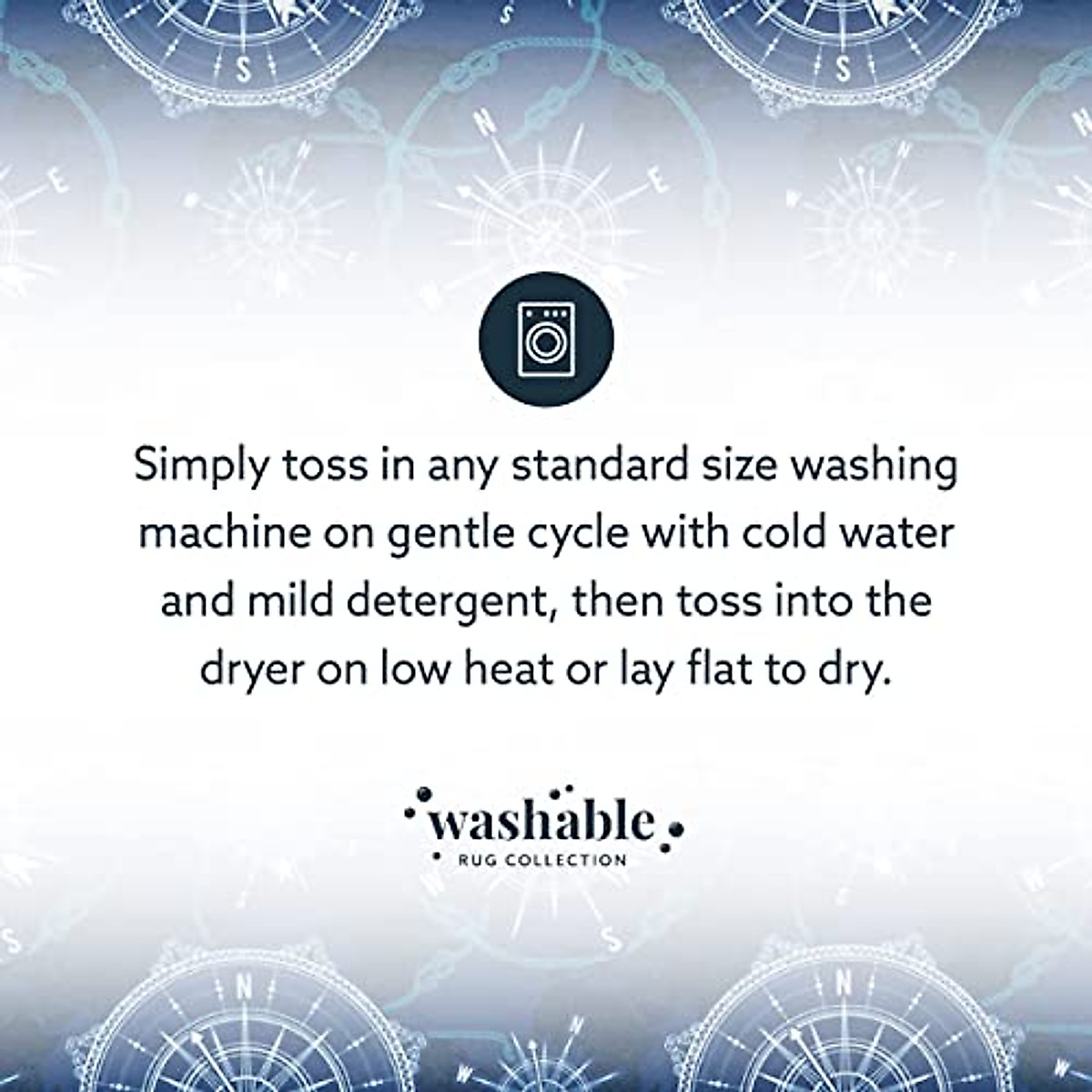 Linon Home Decor Products The Anywhere Washable Rug Velmer Blue & Ivory 3' X 5' Accent Rug