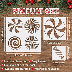 14 Pcs Christmas Stencils for Painting Christmas Candy Stencils Template Plastic Reusable Peppermint Candy Stencils on Wood for Christmas Decor Fabric Canvas DIY Home Decor