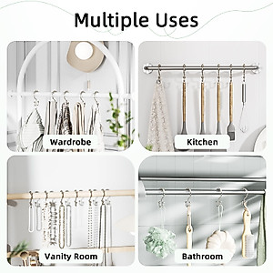 Amazer Shower Curtain Rings, Rust-Resistant Metal Double Shower Hooks for Curtain Rolling Shower Curtain Hooks Rings Shower Rings for Bathroom Shower Curtain Rod , Nickel, Set of 12 Rings