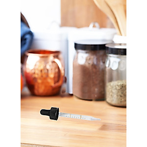 JUVITUS 2 oz Straight Tip Glass Graduated Droppers with 0.5 and 1 mL markings, 20-400 Neck Size for Boston Round Bottles (12 Pack)