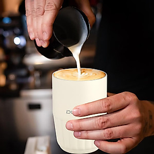 Dlunsen Travel Cup Insulated Coffee Thermal Cup, 14oz Upgraded Double Walled Water Glasses, Vacuum Insulation Stainless Steel with Leak-Proof Lid Tumbler Mug, Reusable Cup for Coffee, White