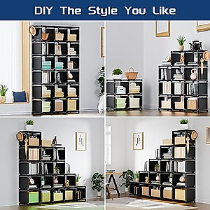 Mavivegue Book Shelf, 18 Cube Storage Organizer, DIY Bookcase, Metal Cube Bookshelf,Tall Book case for Bedroom, Living Room,Office,Closet Storage Organizer, Black Cubicle Storage Rack
