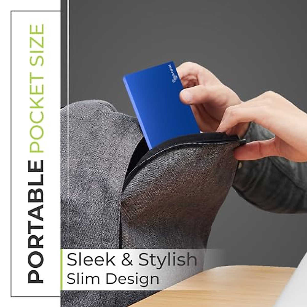 SUHSAI 500GB External Hard Drive USB 2.0, 2.5" Pocket Size Hardrive for Backup/Storage, Memory Expansion HDD, Slim Portable Hard Disk Compatible with MAC, PC, Laptop, Desktop, Chromebook (Blue)