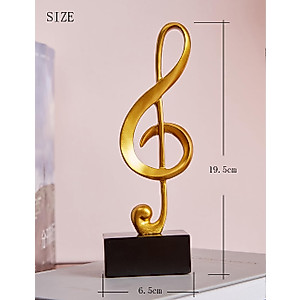 HAUCOZE 3pcs Music Note Decor Gifts Musical Figurine Modern Statue Sculpture Table Centerpiece Crafts Gold Home Arts 7.5inch
