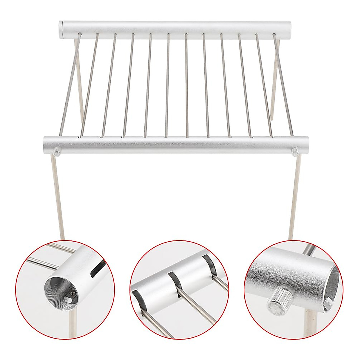 TOPINCN Folding Campfire Grill Grate, Portable Compact Camping Grill Stainless Steel Folding BBQ Tube Outdoor Backpackers for Picnic Garden Cooking 30.7x27.5x21.2cm