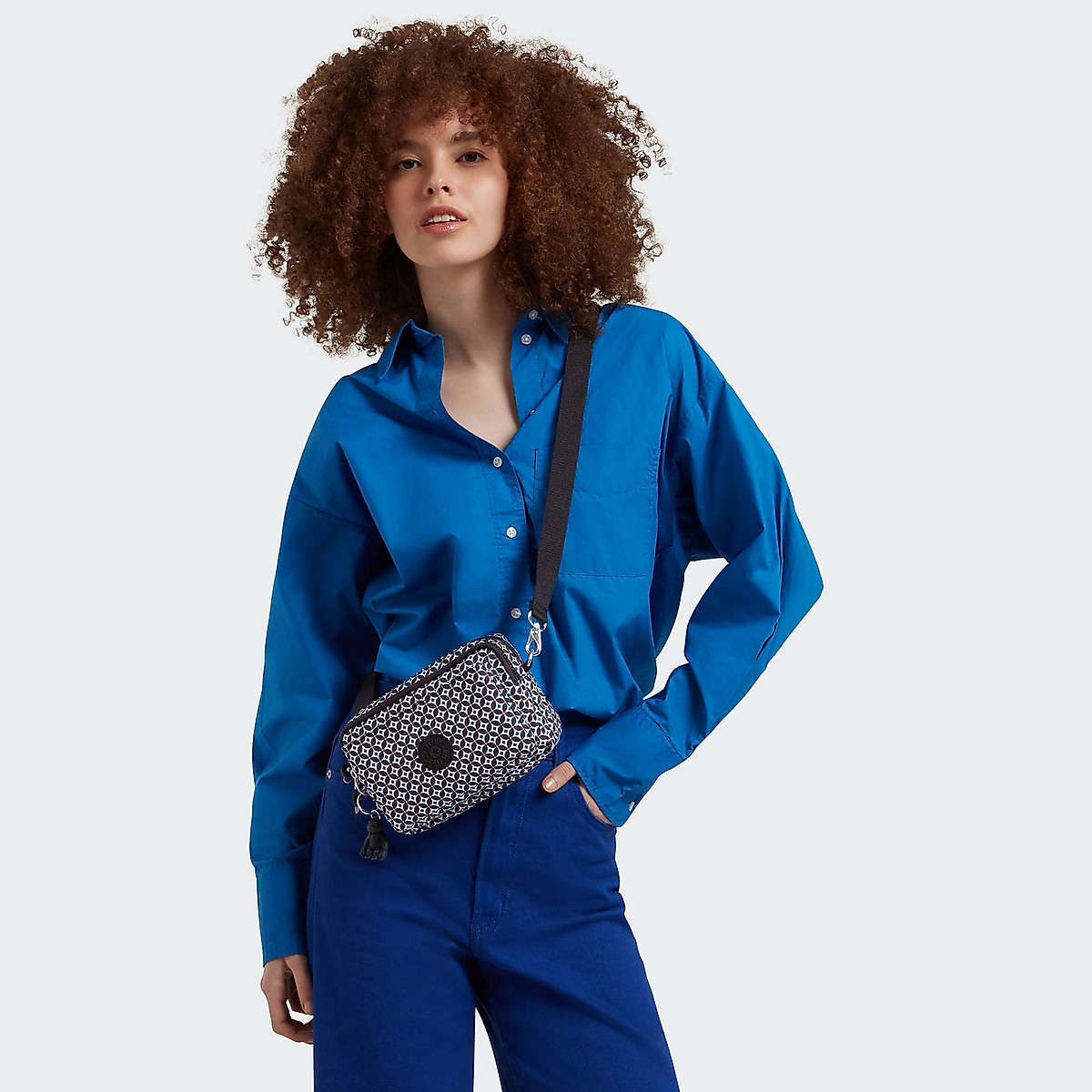 Kipling Womens Abanu Multi Bag, Lightweight, Adjustable Nylon Waist Pack With Multi-compartment Zip Pockets Crossbody Bag, Blackish Tile, 7.5 L X 5 H X 3.25 D US