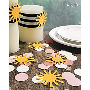 Golden Pink White Sunny Dots Confetti Girl Birthday Pink Scatter Table Decoration for Baby Shower First Trip Around the Sun Theme Party Bridal Shower Boho Wedding Classroom Nursery Supplies 150 Pcs