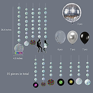 Cheerland Iridescent Disco Party Balloons Garalnds Set Holographic Disco Theme Hanging Backdrop Decoration for Birthday Bachelorette Dancing Party Supplies - Pack of 35