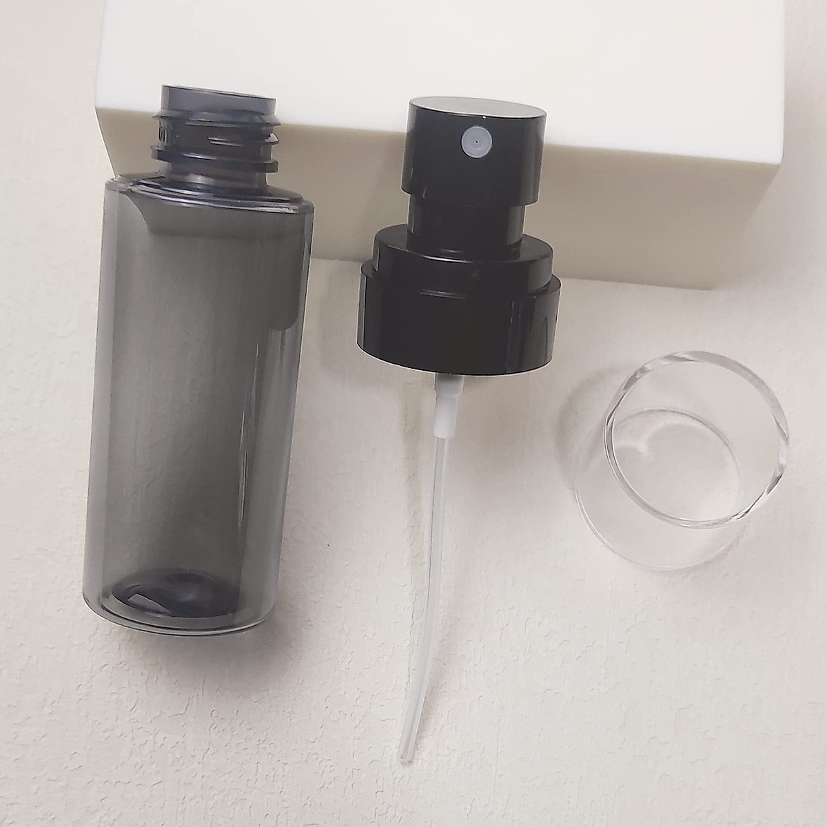 PimyRcyi 2oz Small Travel Spray Bottle Empty 60ml Transparent Black Fine Mist Toner Plastic Bottle(6pcs,Black)