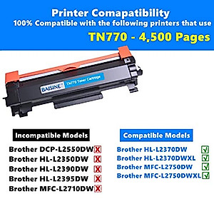 BAISINE TN770 Compatible Toner Cartridge Replacement for Brother TN-770 TN 770 TN760 TN730 for Brother MFC-L2750DW HL-L2370DW HL-L2370DWXL MFC-L2750DWXL Printer- 2Pack Super High Yield (4,500 Pages)