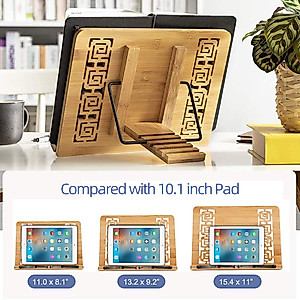 wishacc Large Size bamboo book stand and cookbook holders for reading hands free