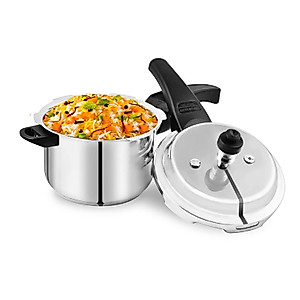 Healthy Choices 2 Quart Pressure Cooker, Small, Olla de Presion Express, Special Double Safety Valve, Gas & Induction Compatible, Indian Pressure Cooker for Rice, Legumes, Dals, Idlis & more, 2 Liters