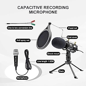 LOOYUAN Condenser Recording Microphone, 3.5mm Plug Mic for PC, Broadcast Microphone for Singing, Gaming, Computer, Desktop, Laptop, MAC Windows, Online Chatting, Podcast, Skype, YouTube