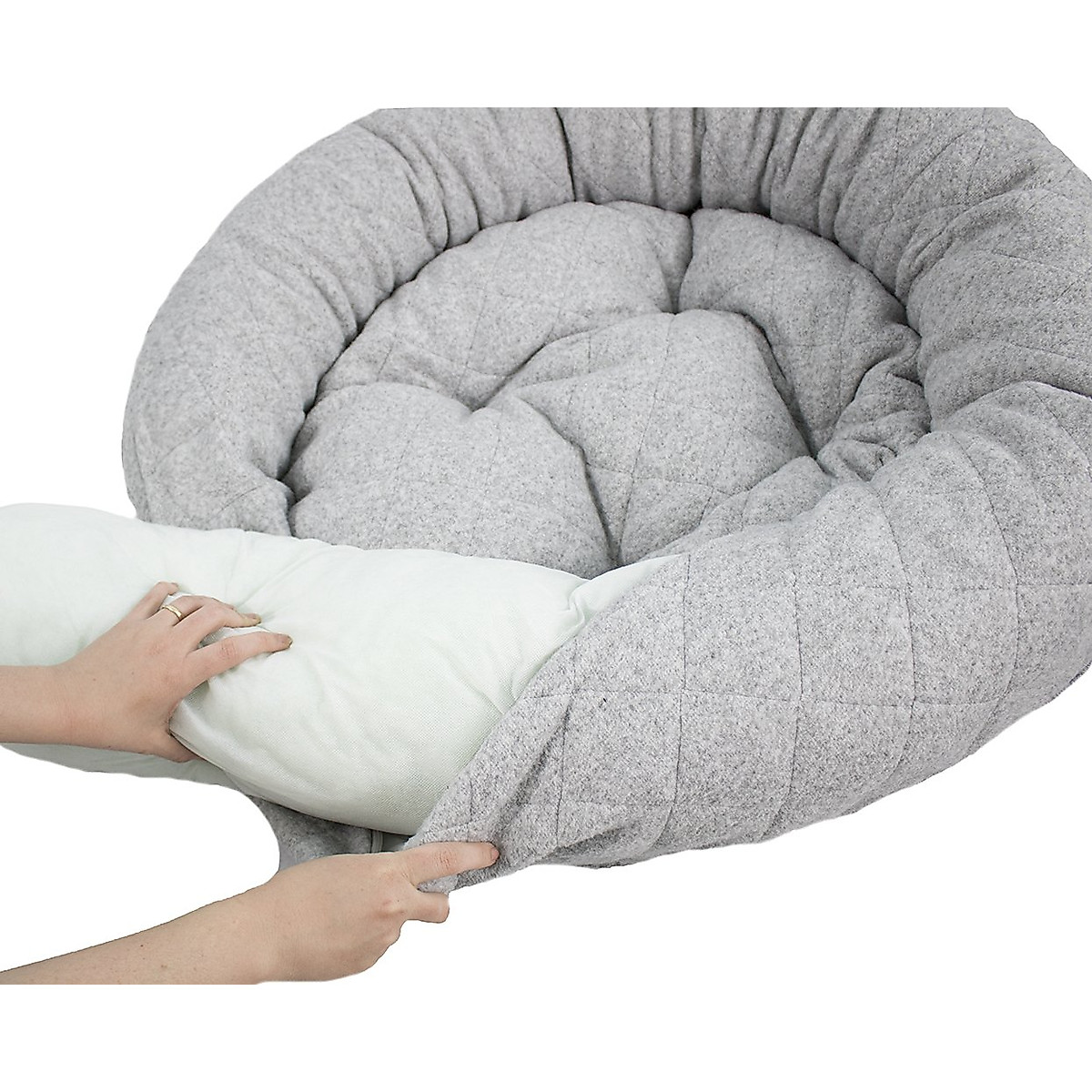 Arlee 59-00935GRY Donut Lounger and Cuddler Pet Bed, Large/X-Large, Gray