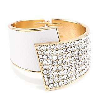 ELABEST Stylish Rhinestone Bracelet White Cuff Bracelets Stretch Bracelets Sparkly Hand Chain Wedding Parties Jewelry Accessories for Women (White)