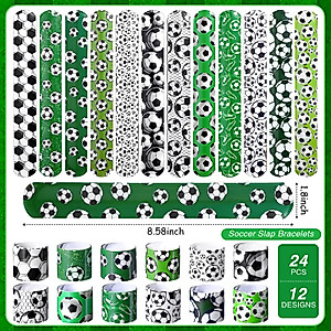 Aoriher 194 Pcs Soccer Party Favor Bulk Sport Birthday Party Gift Soccer Goodie Bag Filler Mini Soccer Ball Toy Silicone Bracelet Soccer Tattoo Sticker Soccer Slap Bracelet Keychain Button Pin