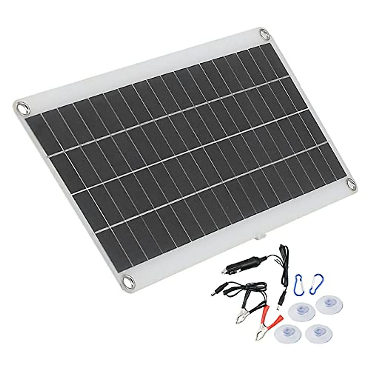 Yoidesu 20W 18V Solar Car Battery Charger, Portable Power Backup Kit Polycrystalline Solar Panel with Clip Adapter for Emergency/Advertising/Raffic Lights
